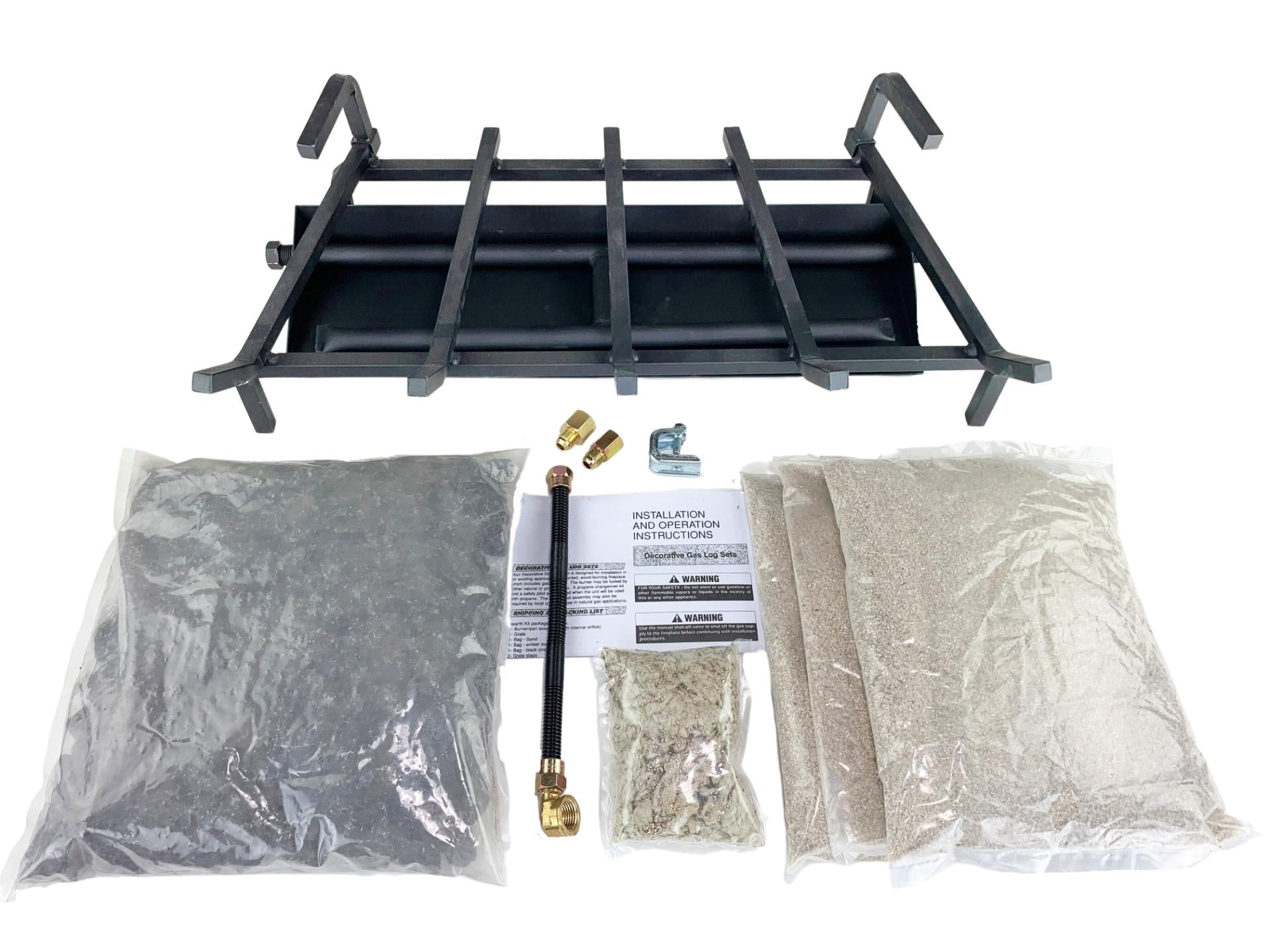 24" Heavy-Duty Dual Row Gas Burner with Pro Kit for Vented NG Gas Log ...