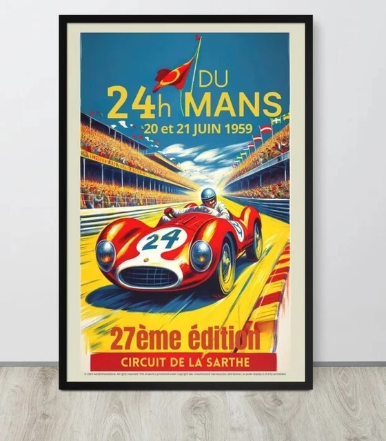 24 Heures Du Mans 1959 Race Car Poster, Vintage Car Poster, Race Car Poster NO FRAMED POSTER ...