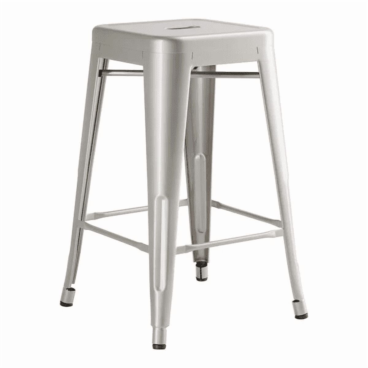24" High Silver Clear Coat Metal Backless Counter Height Stool For ...
