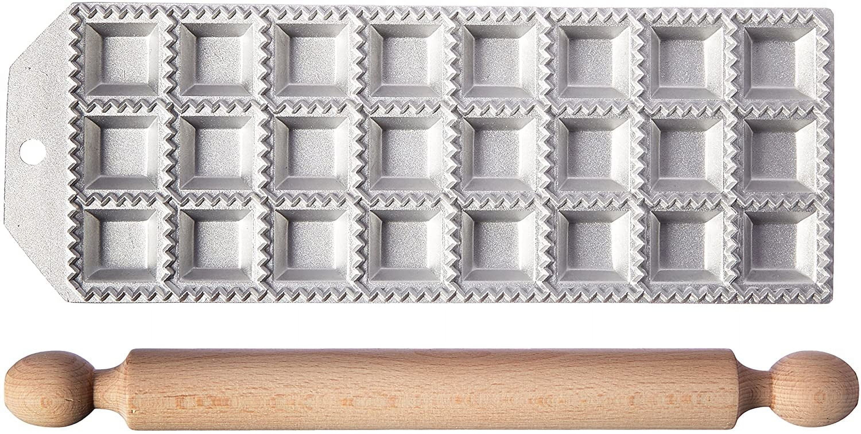 24 Holes Aluminum Square Ravioli Maker with Rolling Pin - Walmart.com