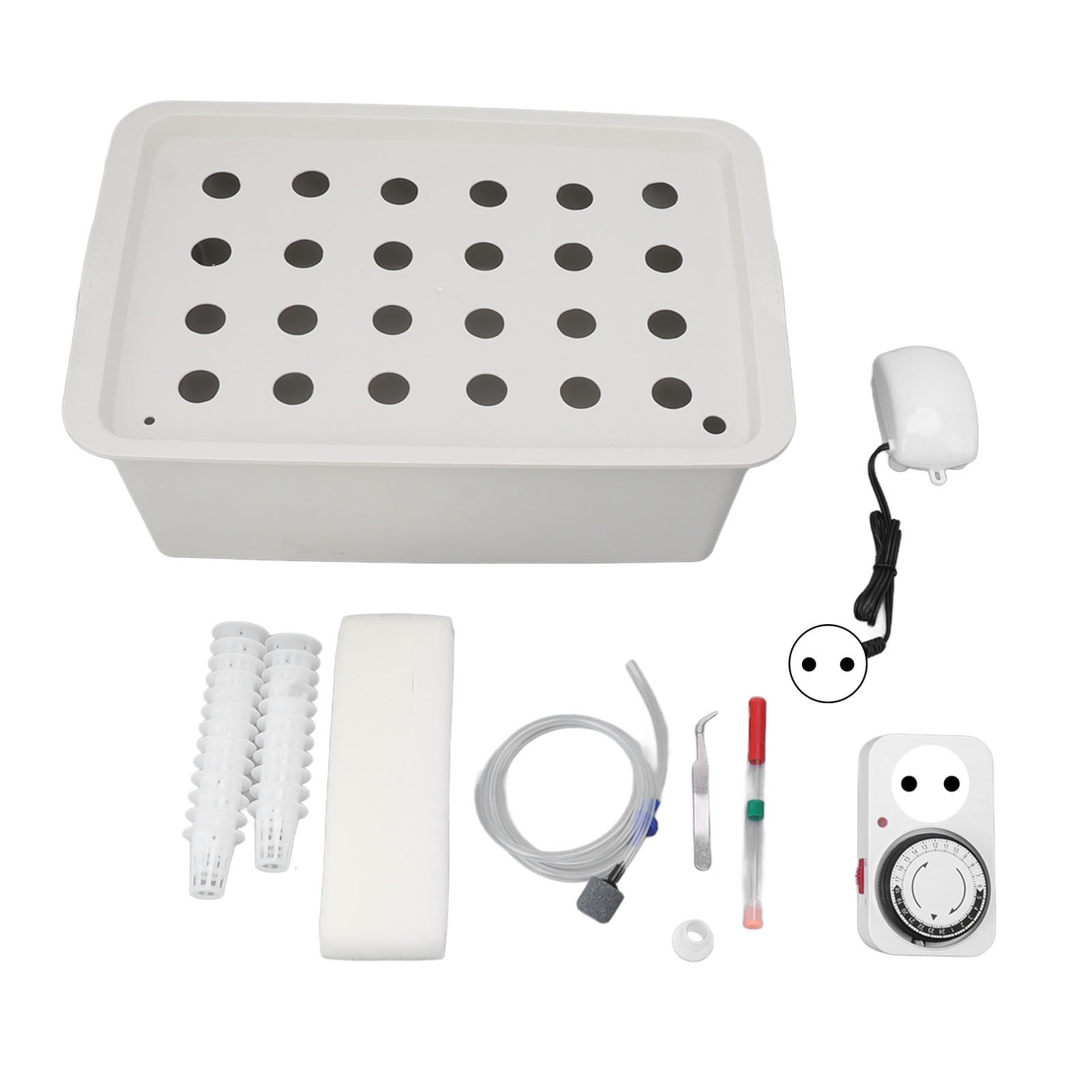 24 Holes Gray Hydroponic System Growing Box with Timer Oxygen Pump ...