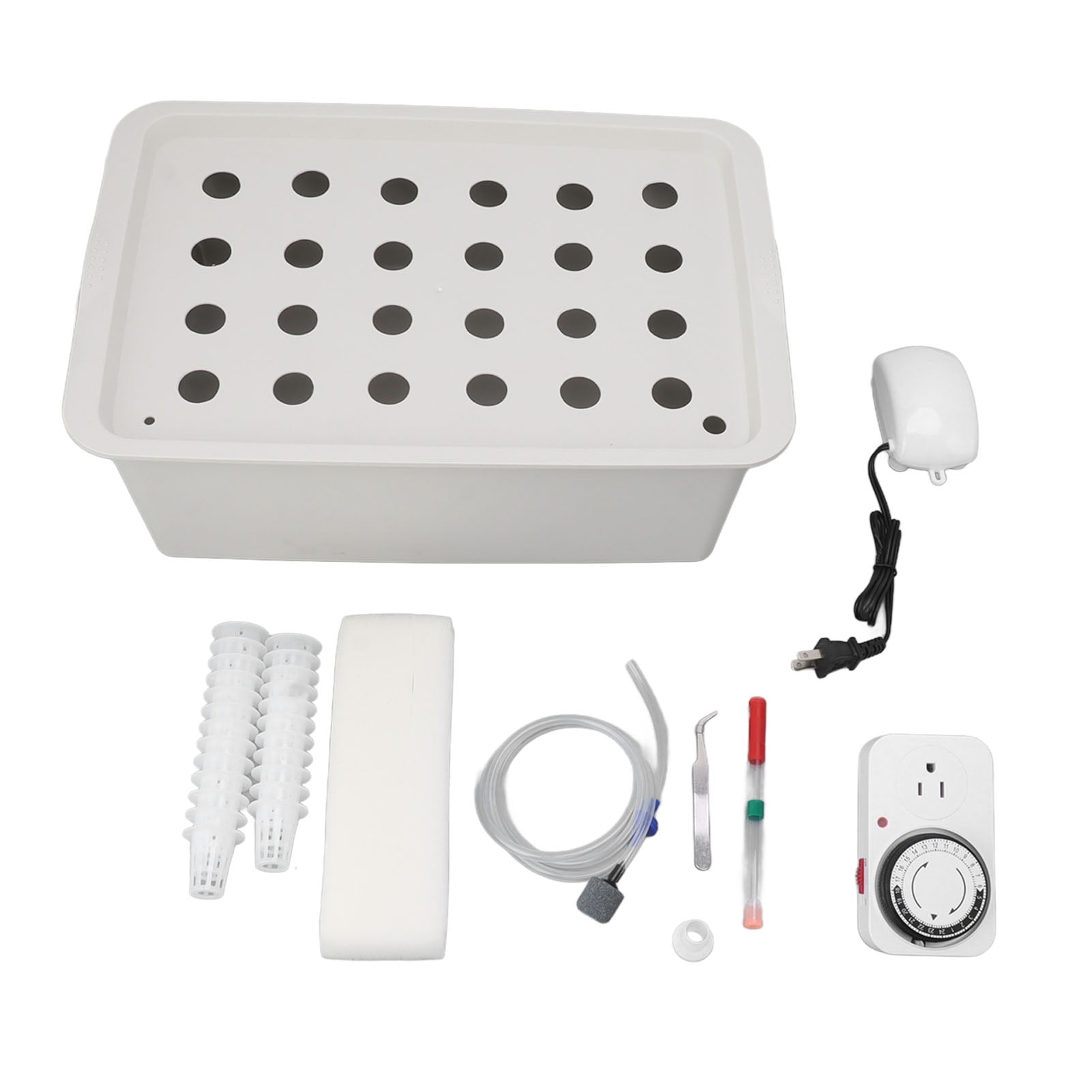 24 Holes Gray Hydroponic System Growing Box with Timer Oxygen Pump ...