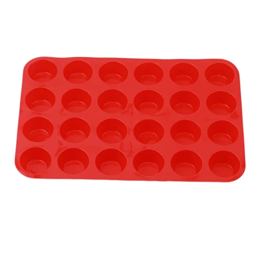 24 Holes Mini Muffin Cake Mold Silicone Non Stick Cupcake Pancake DIY ...