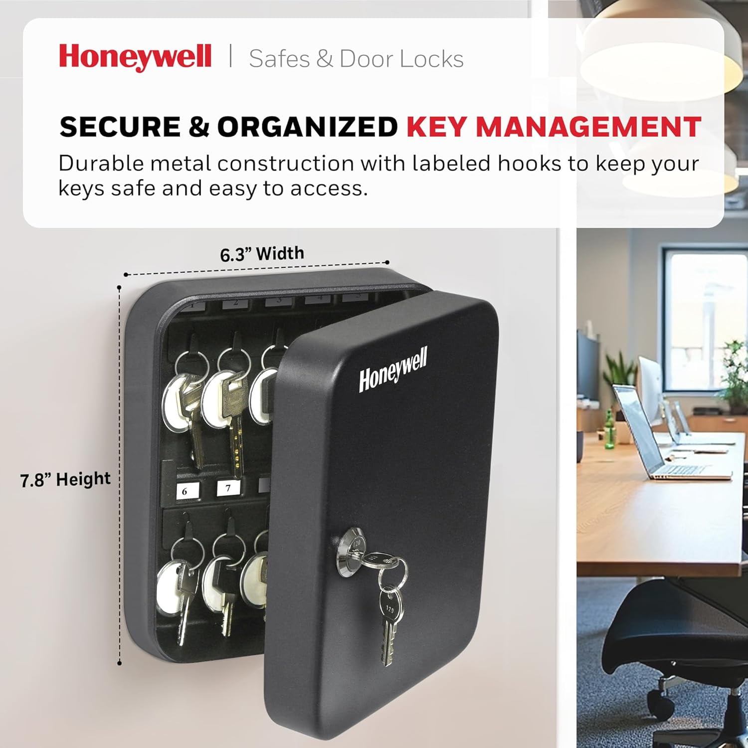 - 24 Hooks Small Key Box for Office - Metal Key Lock Box Keeps your ...