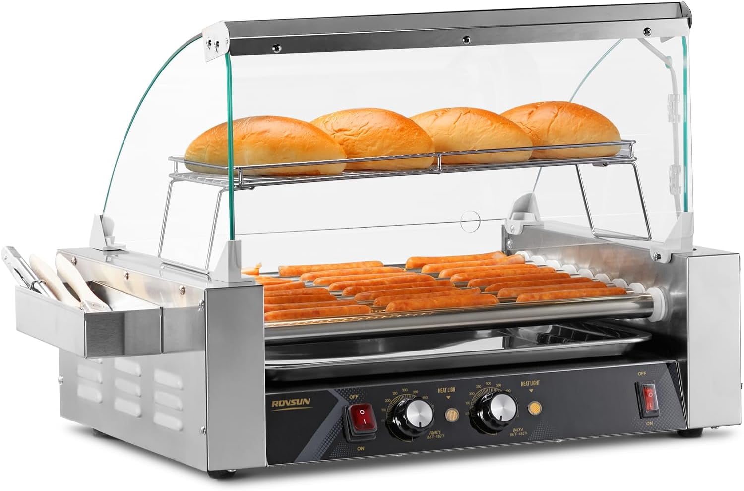 24 Hot Dog 9 Roller 1350W, Hot Dog Roller Grill Cooker Machine w/LED ...