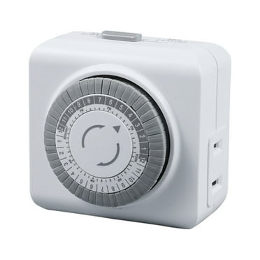 Heavy Duty Waterproof Outdoor Timer Outlet with Grounded Plug, 24 Hour Mechanical Switch, ETL ...