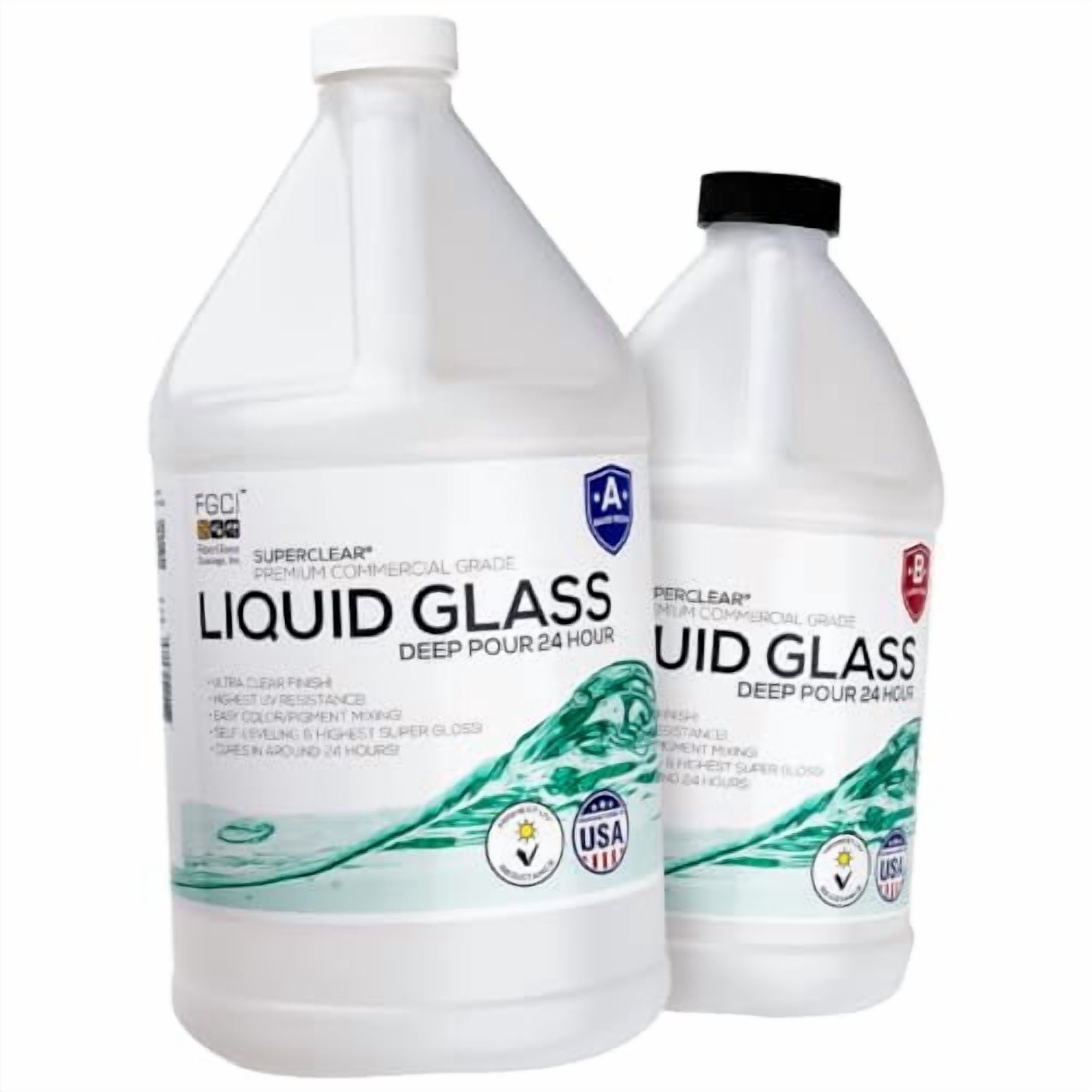 24 Hour Deep Pour Epoxy Resin 1.5 Gallon / 192 oz Kit, Liquid Glass ...
