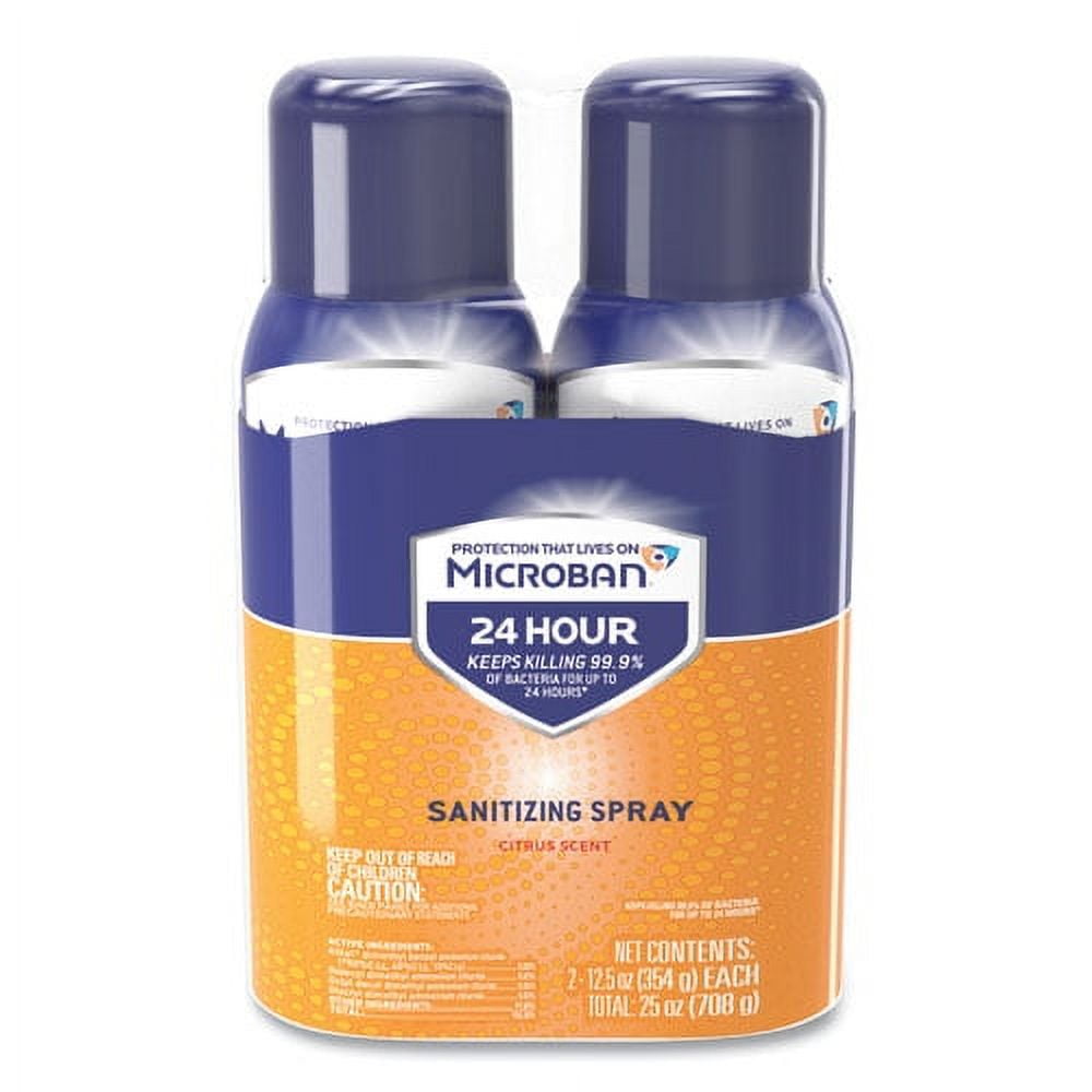 Microban 24-Hour Disinfectant Spray, Citrus Scent, 12.5 oz Aerosol, 2 ...