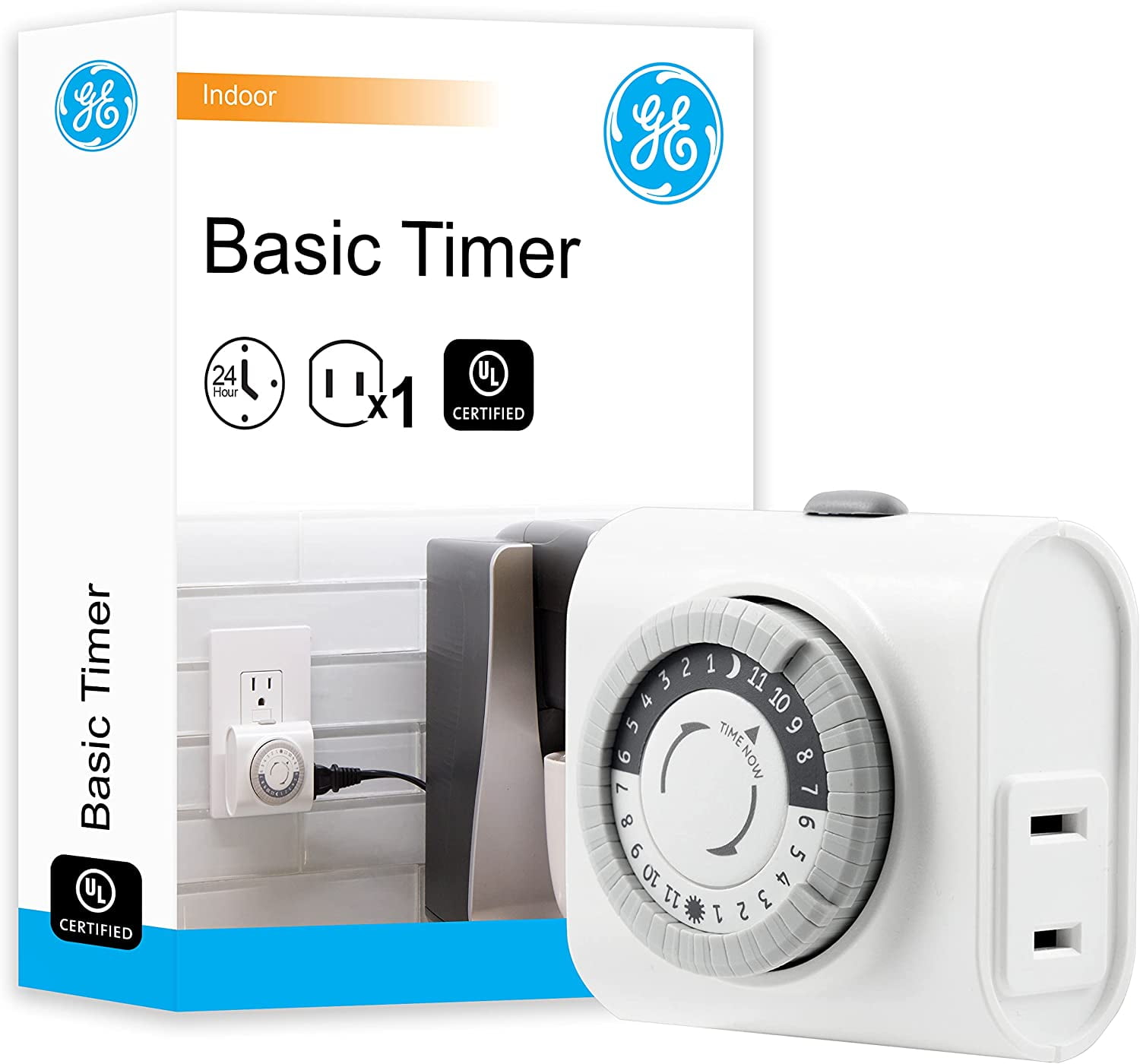 24-Hour Indoor Plug-in Mechanical Outlet Timer, 1 Polarized Outlet ...