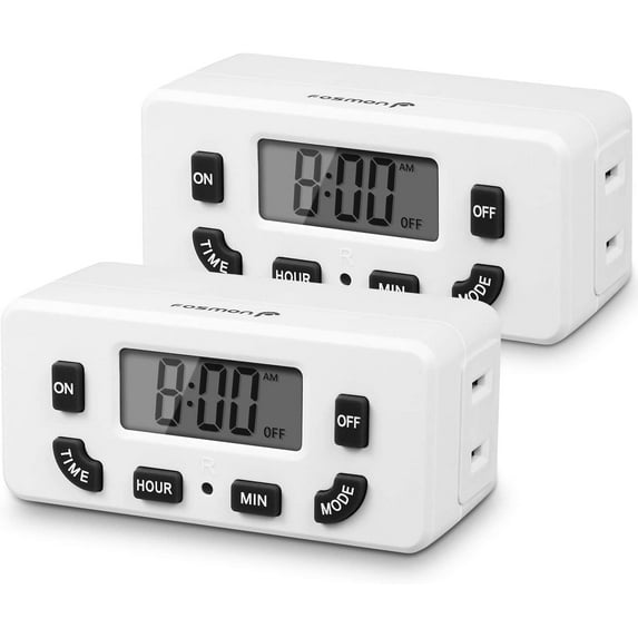 24 Hour Programmable Digital Timer Outlet (2 Pack), ON/Off Program, LCD ...