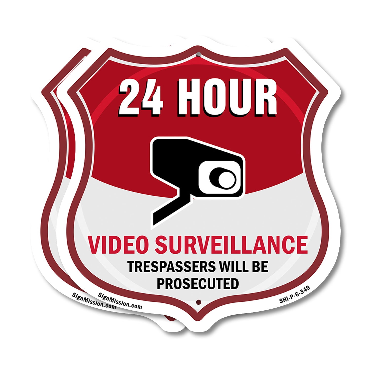 24 Hour Surveillance Shield Sign Video Surveillance Trespassers Will Be ...