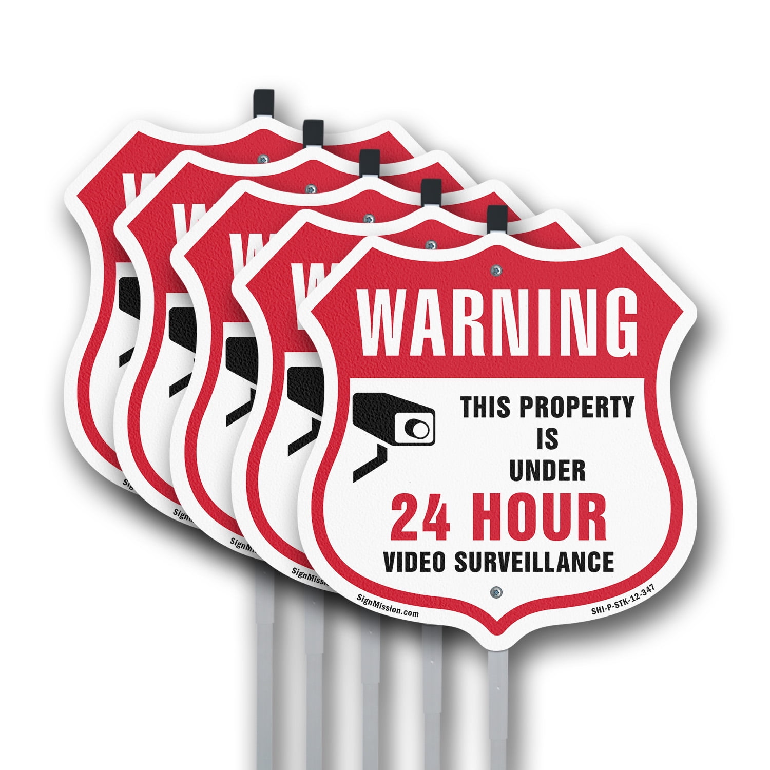 24 Hour Surveillance Shield Sign Warning This Property Is Under 24 Hour ...