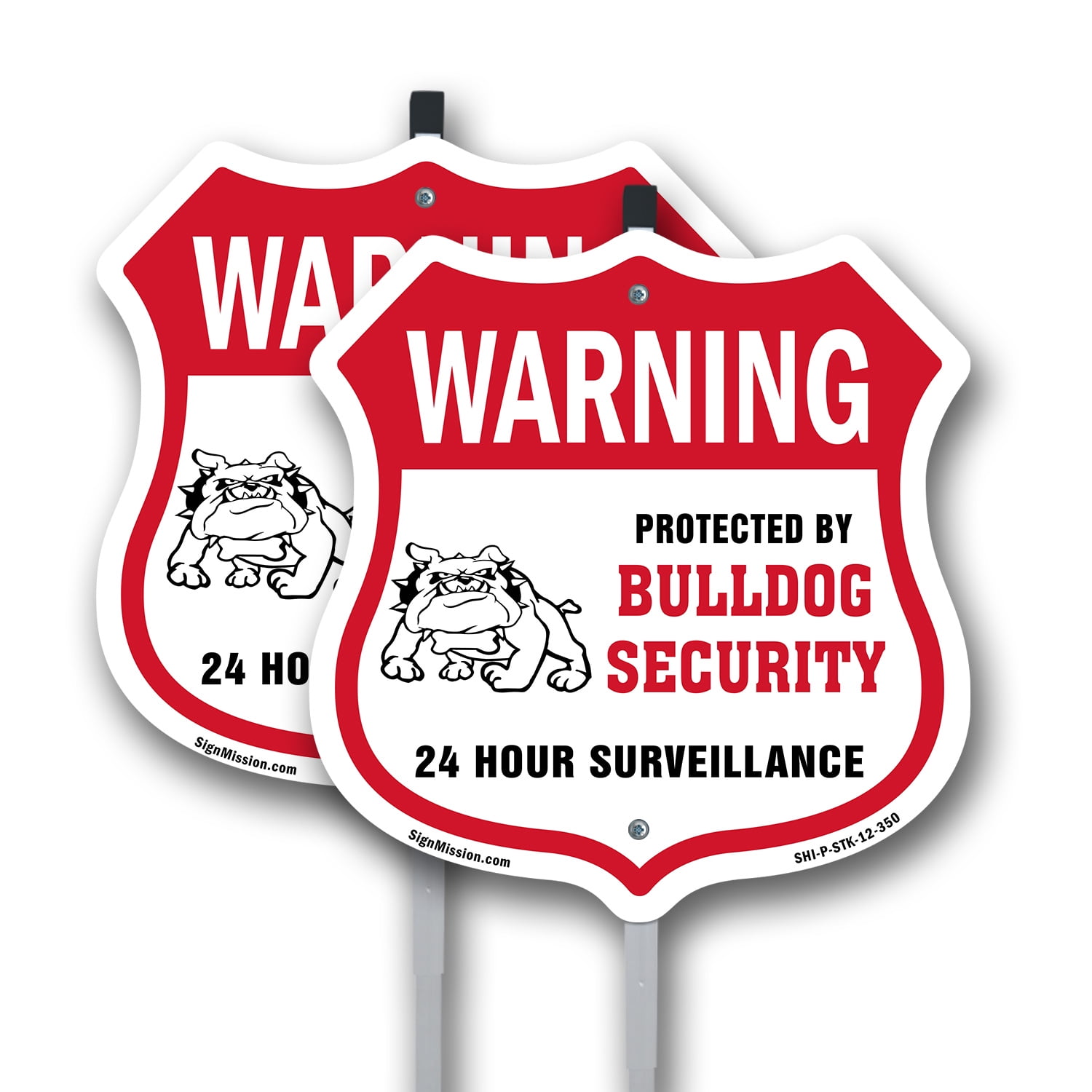 24 Hour Surveillance Shield Sign Warning Protected By Bulldog Security ...