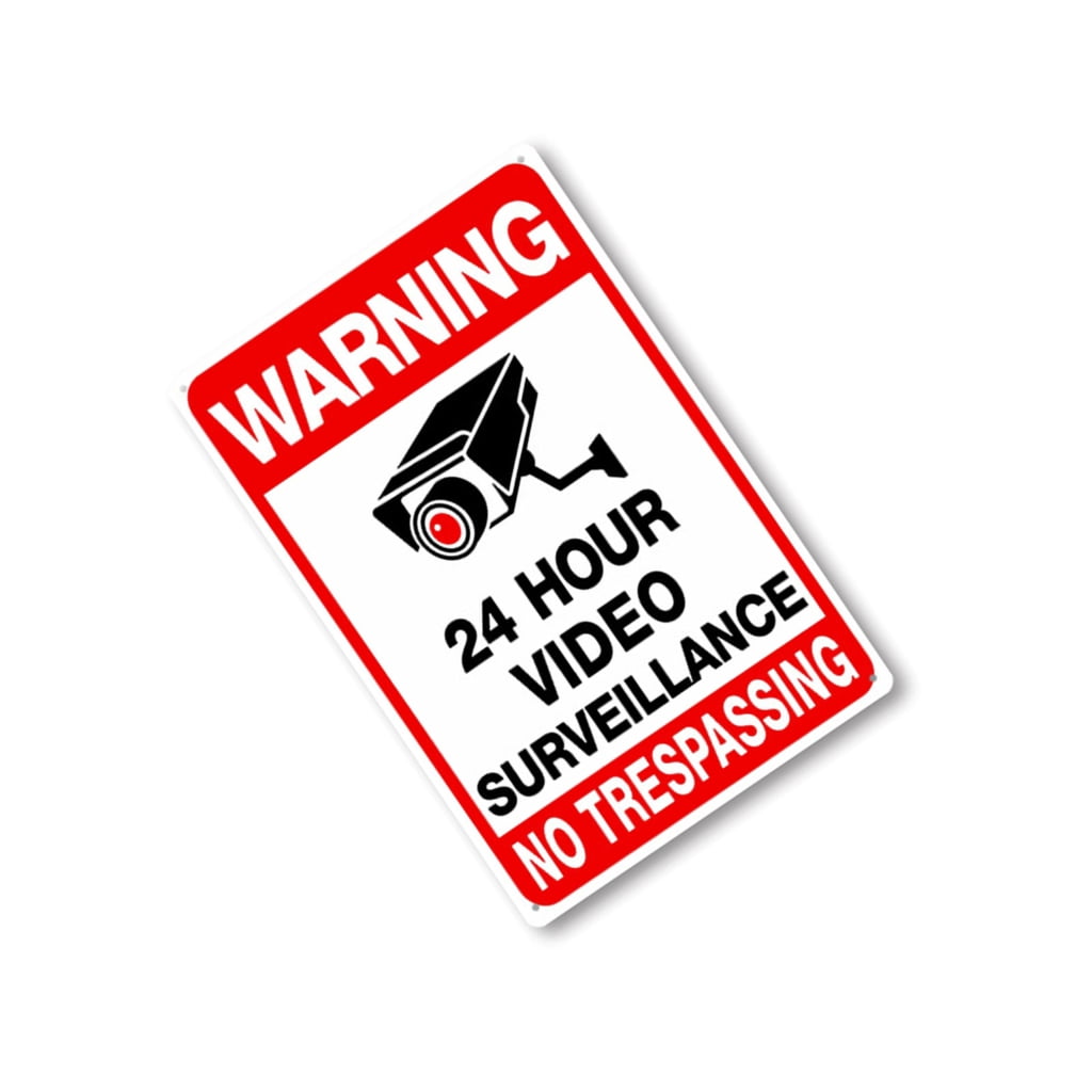 24 Hour Video Sign CCTV Camera Sign Easy Mounting Tinplate Warning Sign ...
