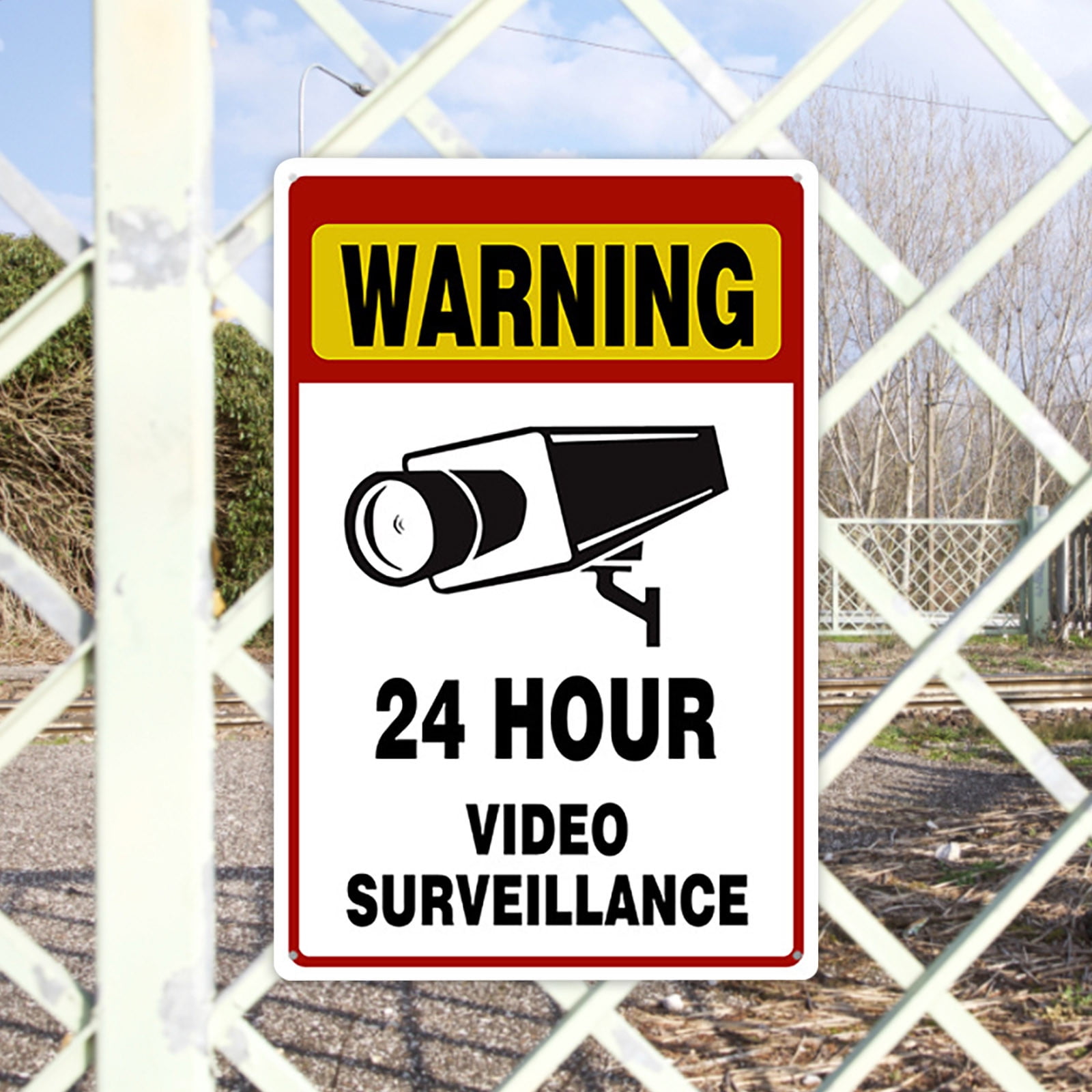 24 Hour Video Surveillance Sign, No Trespassing Aluminum Warning Sign ...