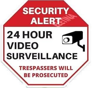 24 Hour Video Surveillance No Trespassing Signs for Home Outdoor Yard ...