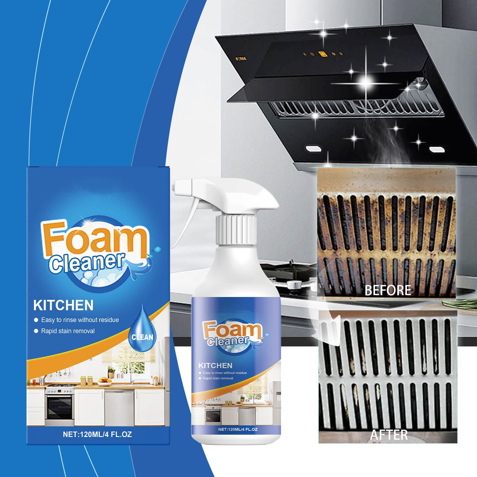 24 Hours Only, Foam Cleaner, Grease Remover, 120ml Size, Countertop Oven Safe, Kitchen Use ...