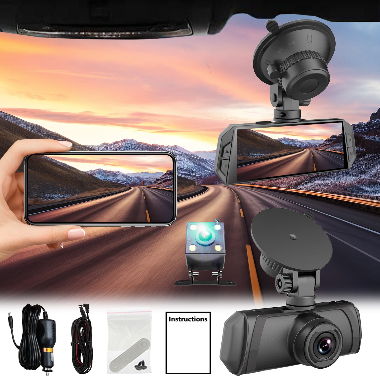 24 Hours Only, Hd in Car Recorder, Dual Lens Backup Camera, Front Rear ...