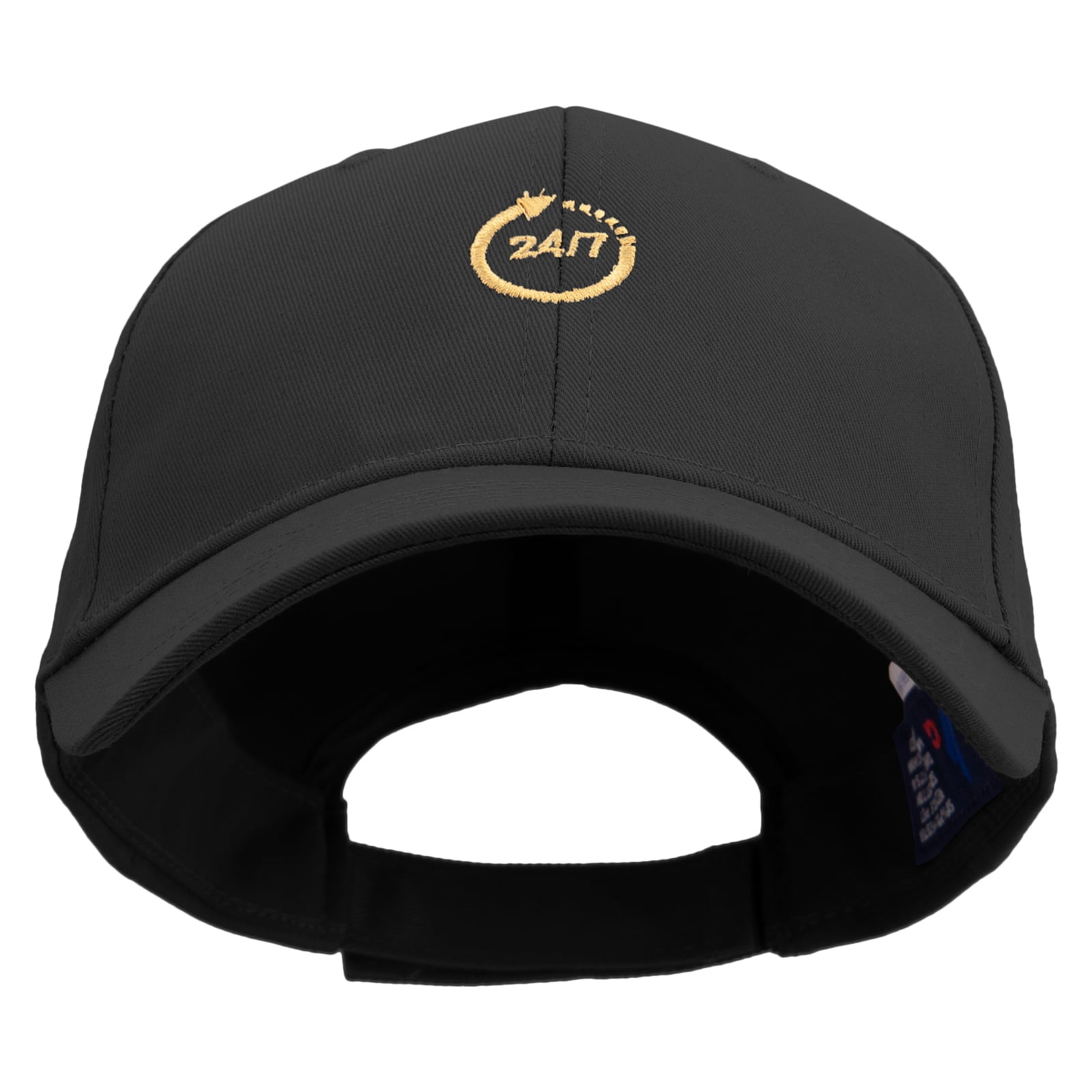 24 Hours and 7 Days Embroidered Low Profile Structured Cap - Black OSFM ...