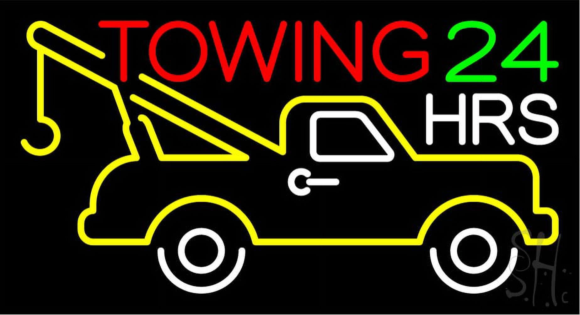 24 Hrs Towing LED Neon Sign 13 x 24 - inches, Clear Edge Cut Acrylic ...