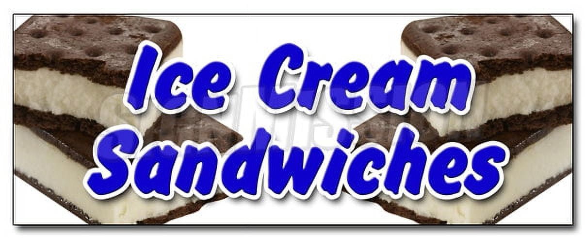 24" ICE CREAM SANDWICHES DECAL sticker cones homemade sundae waffle ...