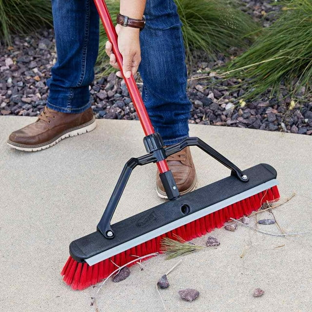 24 In. Heavy-Duty Multi-Surface Squeegee Push Broom with Brace and ...