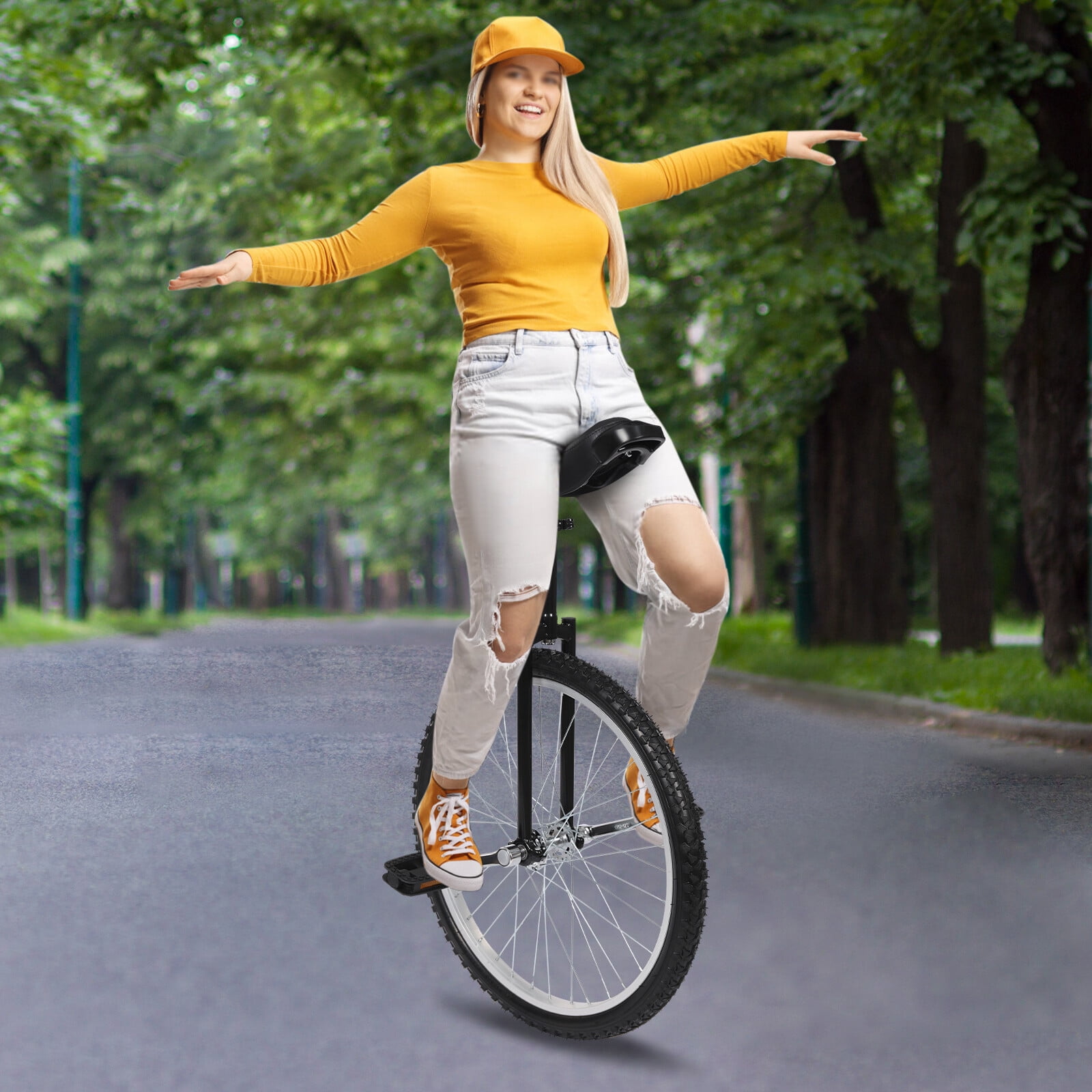 24 In Unicycle Adjustable Height Ride Bike Unisex Adult Steel Frame ...