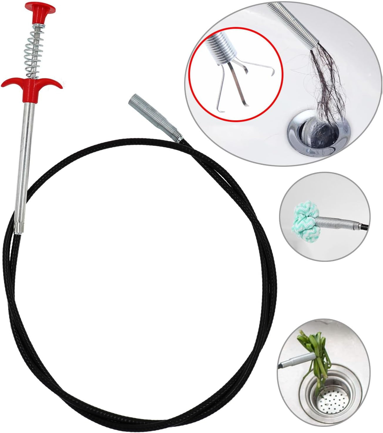 24 Inch + 118.1 Inch Extendable Grabber Tool with 4 Claws for Drain ...