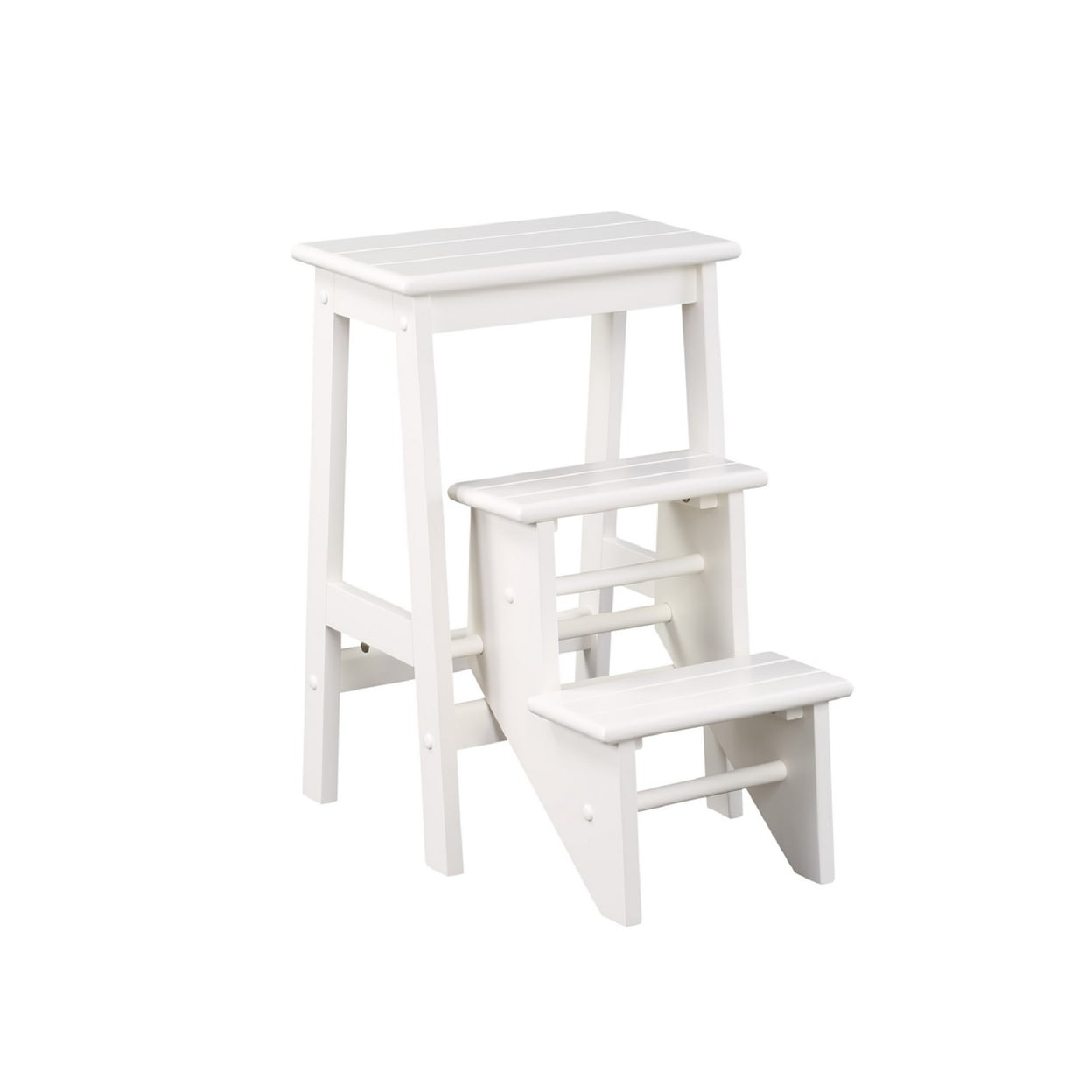 24 Inch 3 Level Step Stool Plank Tops and Safety Latch Classic White ...