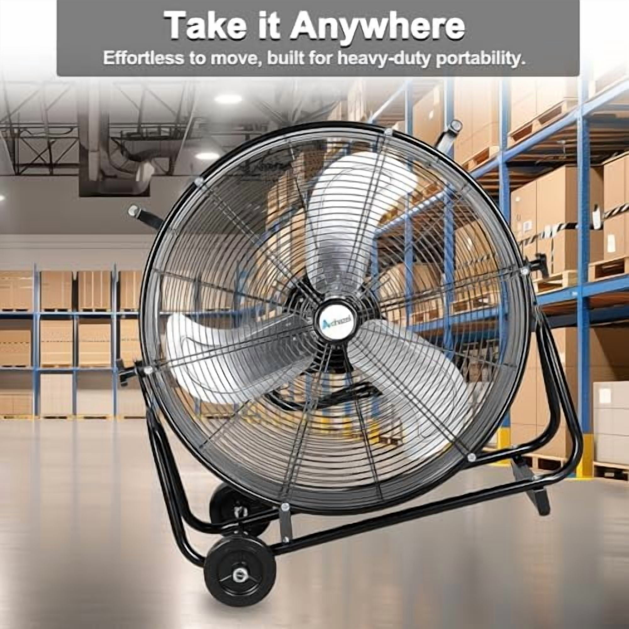 24 Inch 8100 CFM High Velocity Drum Fan, 3-Speed Industrial Heavy Duty ...