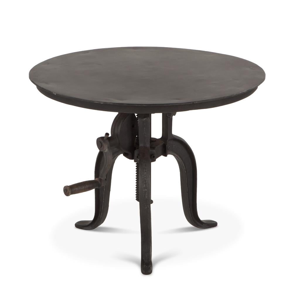 24-Inch Adjustable Crank Iron Side Table with Matte Black Finish, Belen ...