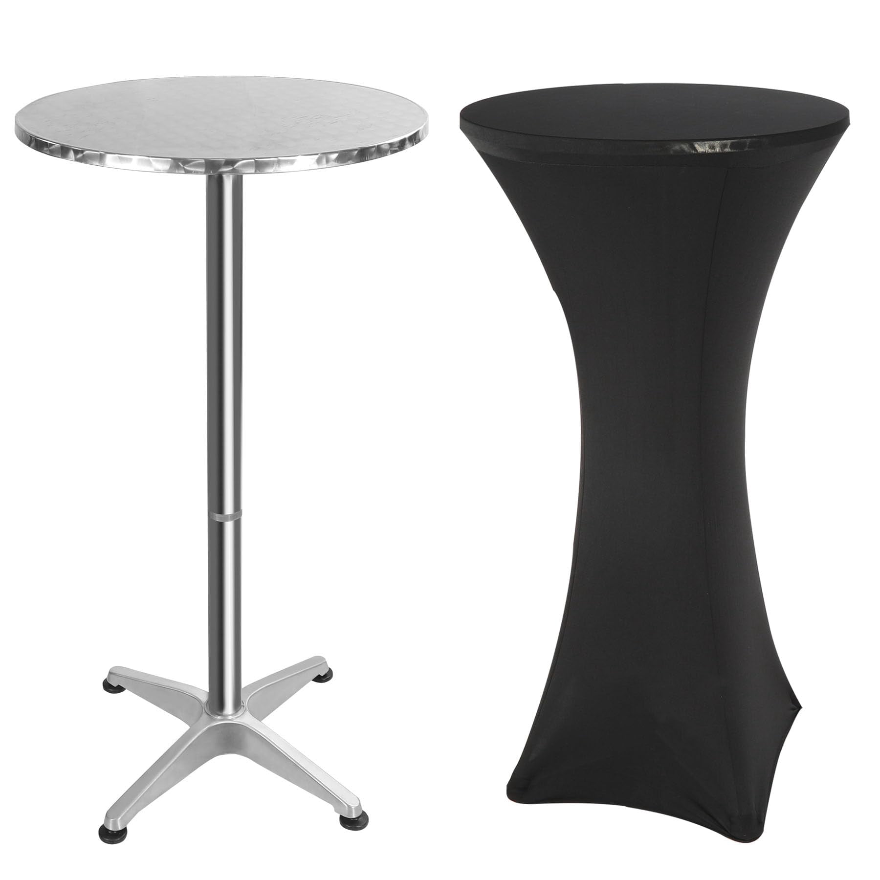 24 Inch Adjustable Height Cocktail Table With Black Spandex Cover Set ...