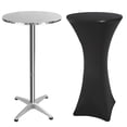 24 Inch Adjustable Height Cocktail Table With Black Spandex Cover Set ...