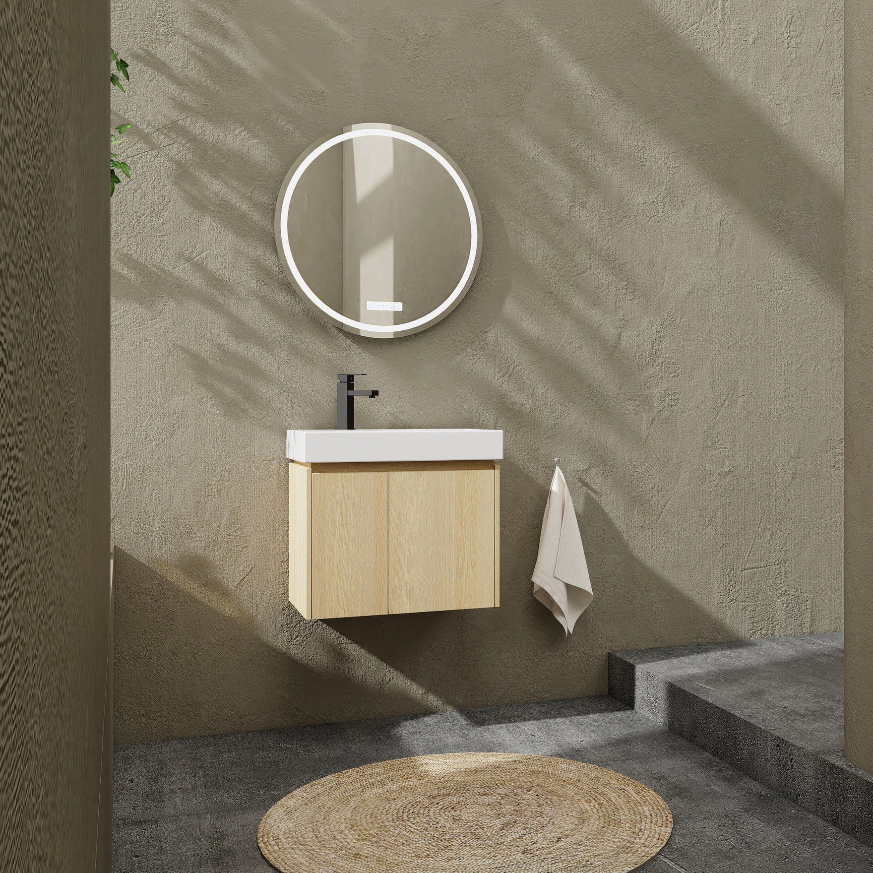24 Inch American - Style Bathroom Vanity, Wall Mounted with Double ...