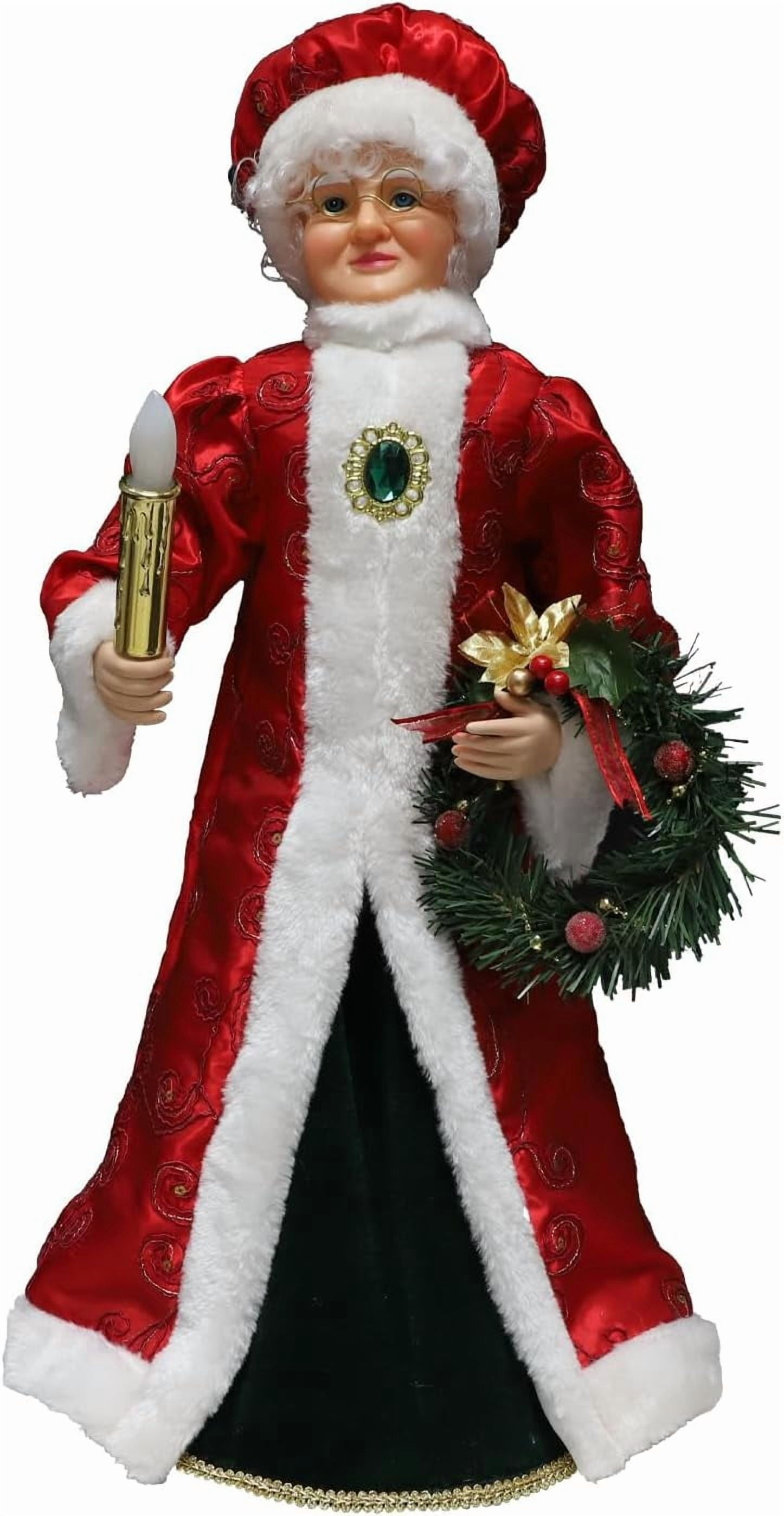 24-Inch Animated Mrs. Claus with Lighted Candle Musical Christmas ...