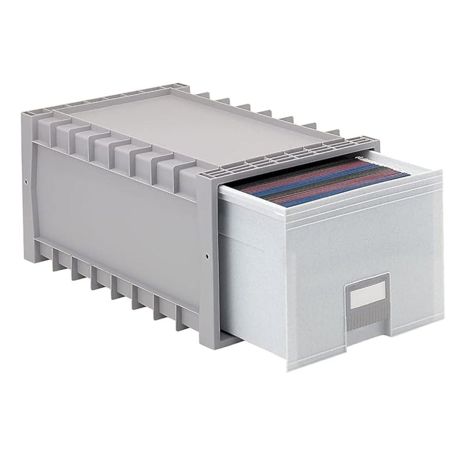 24 Inch Archive Legal File Box - Light Grey Plastic Storage Containers - Durable Letter & Legal ...