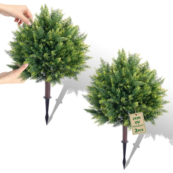 24 Inch Artificial Cypress, Topiary Trees Artificial Outdoor, Faux ...