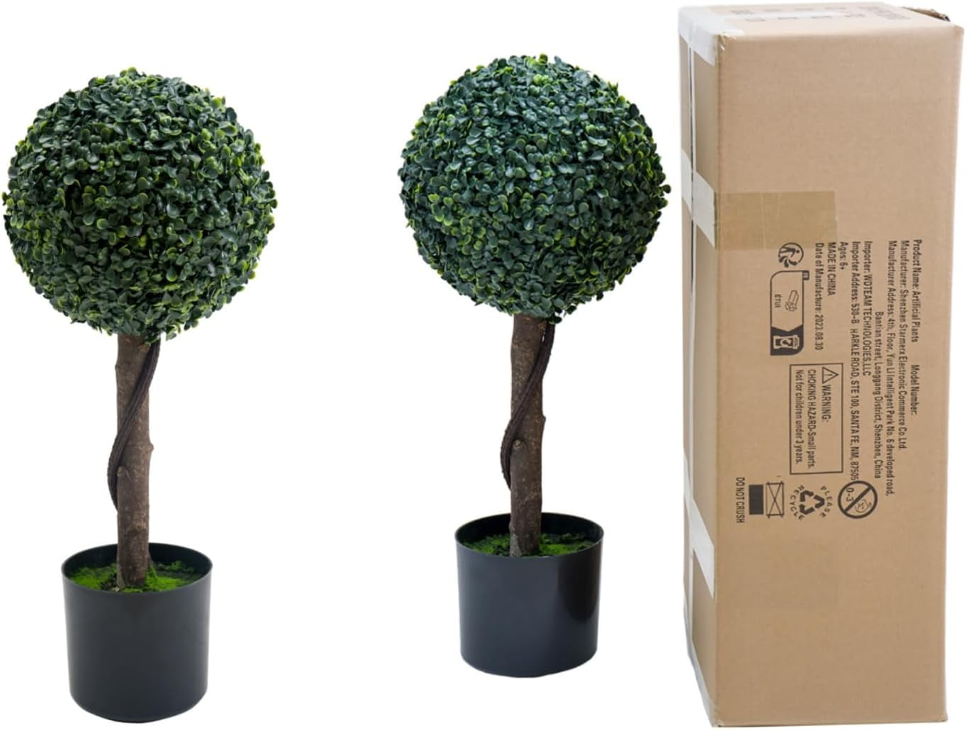 24 Inch Artificial Topiary Ball Trees Set of 2, Artificial Boxwood ...