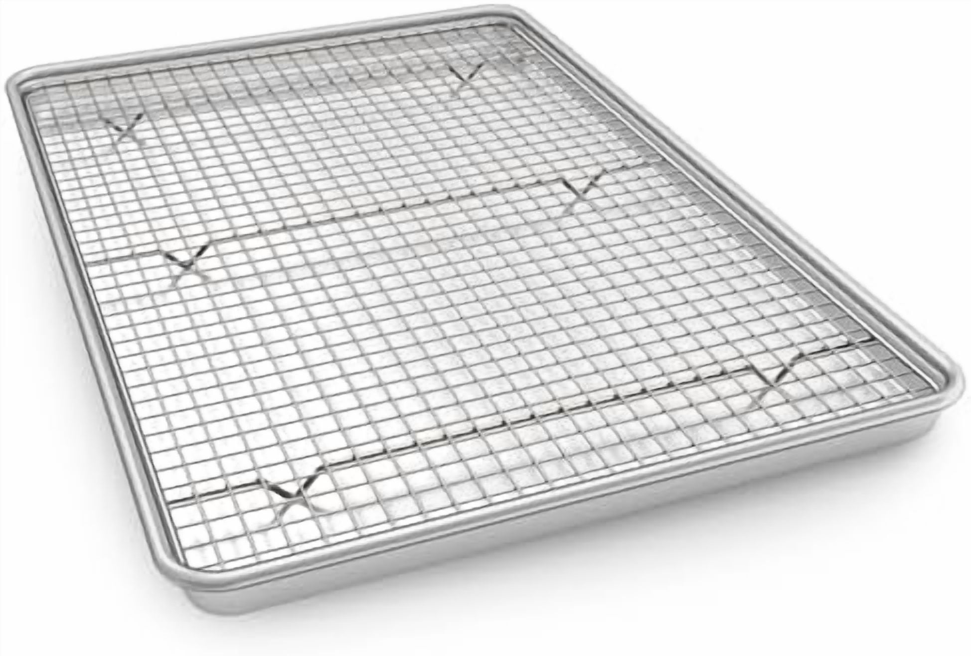 24 Inch Baking Sheet Pans with Rack Set, Natural Aluminum Cookie Sheet ...