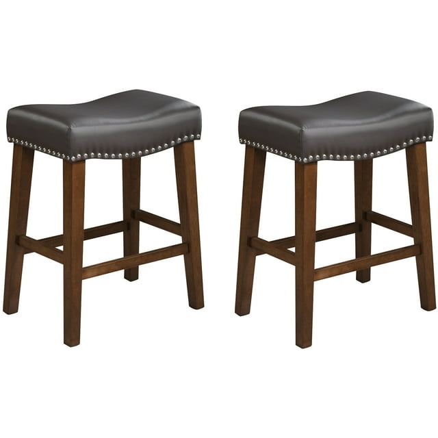 24 Inch Bar Stools Set of 2 Counter Height Kitchen Stools Modern Saddle ...
