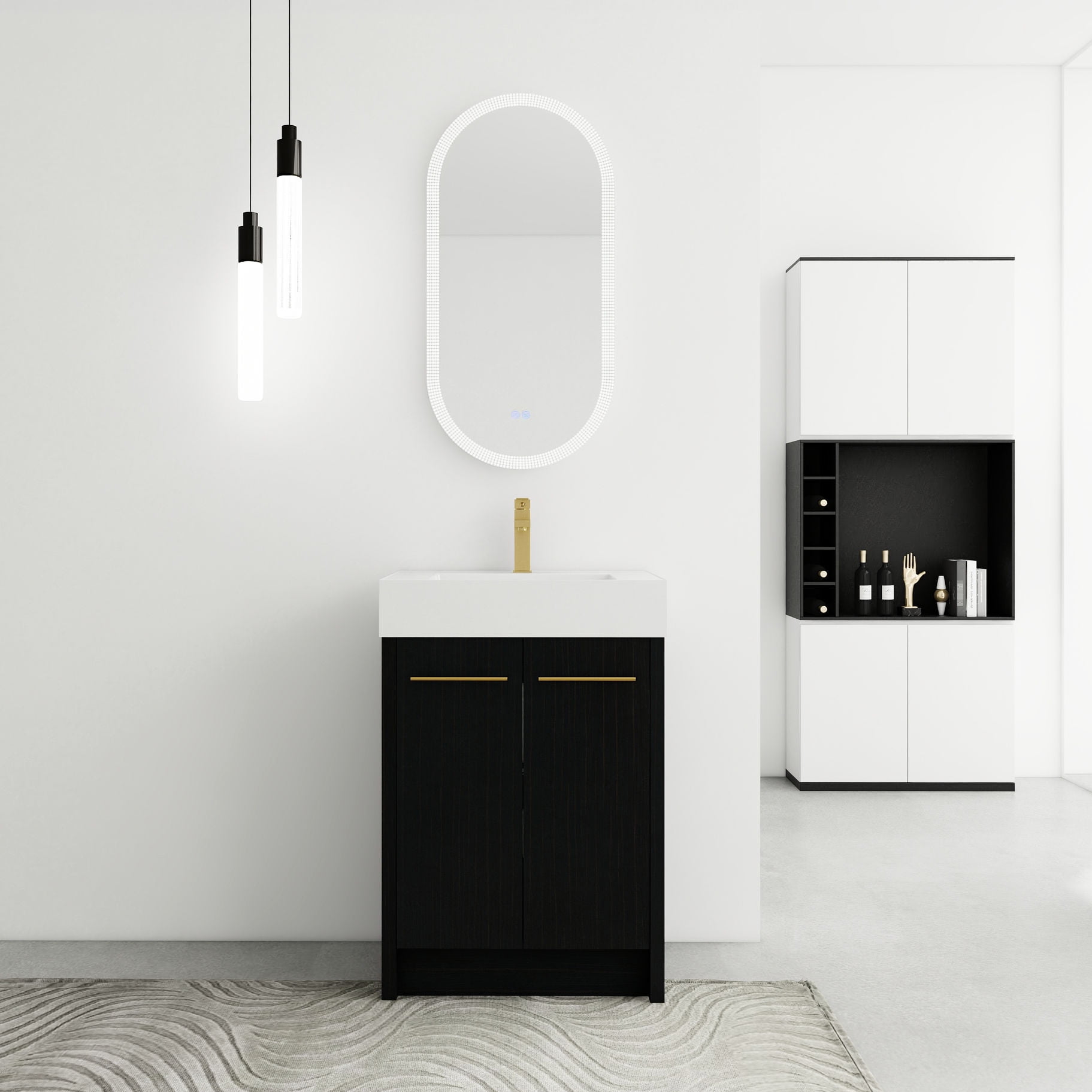 24 Inch Bathroom Vanity with Resin Basin | Contemporary Style for ...