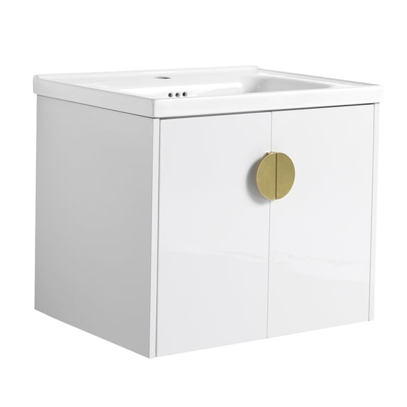24 Inch Bathroom Vanity with Soft-Close Doors & Integrated Sink - Space ...