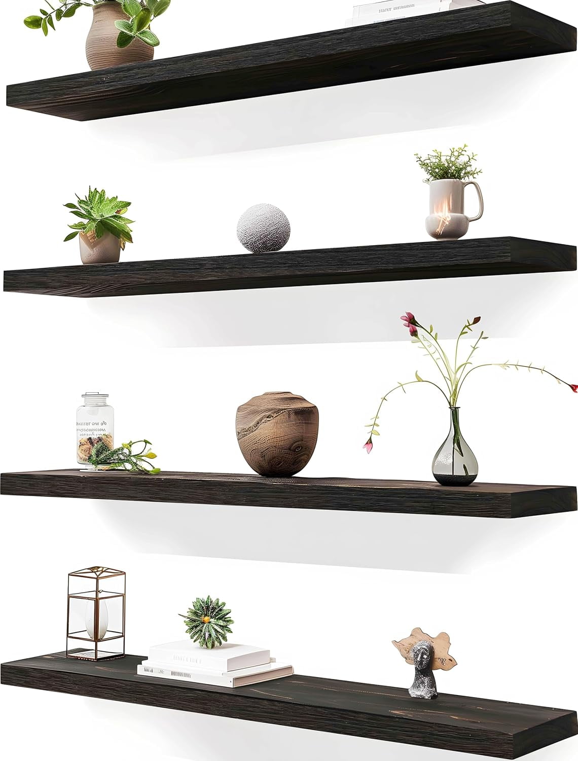 24 Inch Brown Wood Floating Shelves for Wall Rustic Wall Shelf for ...