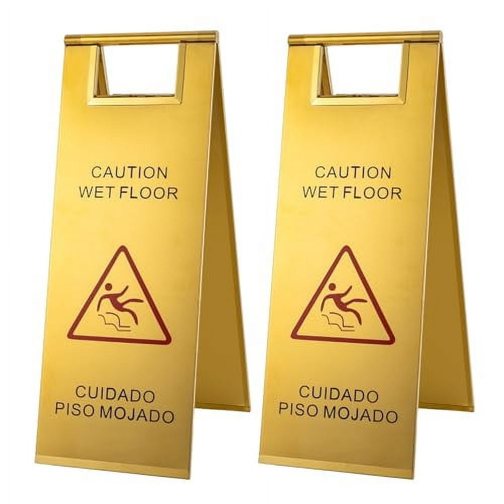24-Inch Caution Wet Floor Sign,2Pack Stainless Steel Wet Floor Sign ...