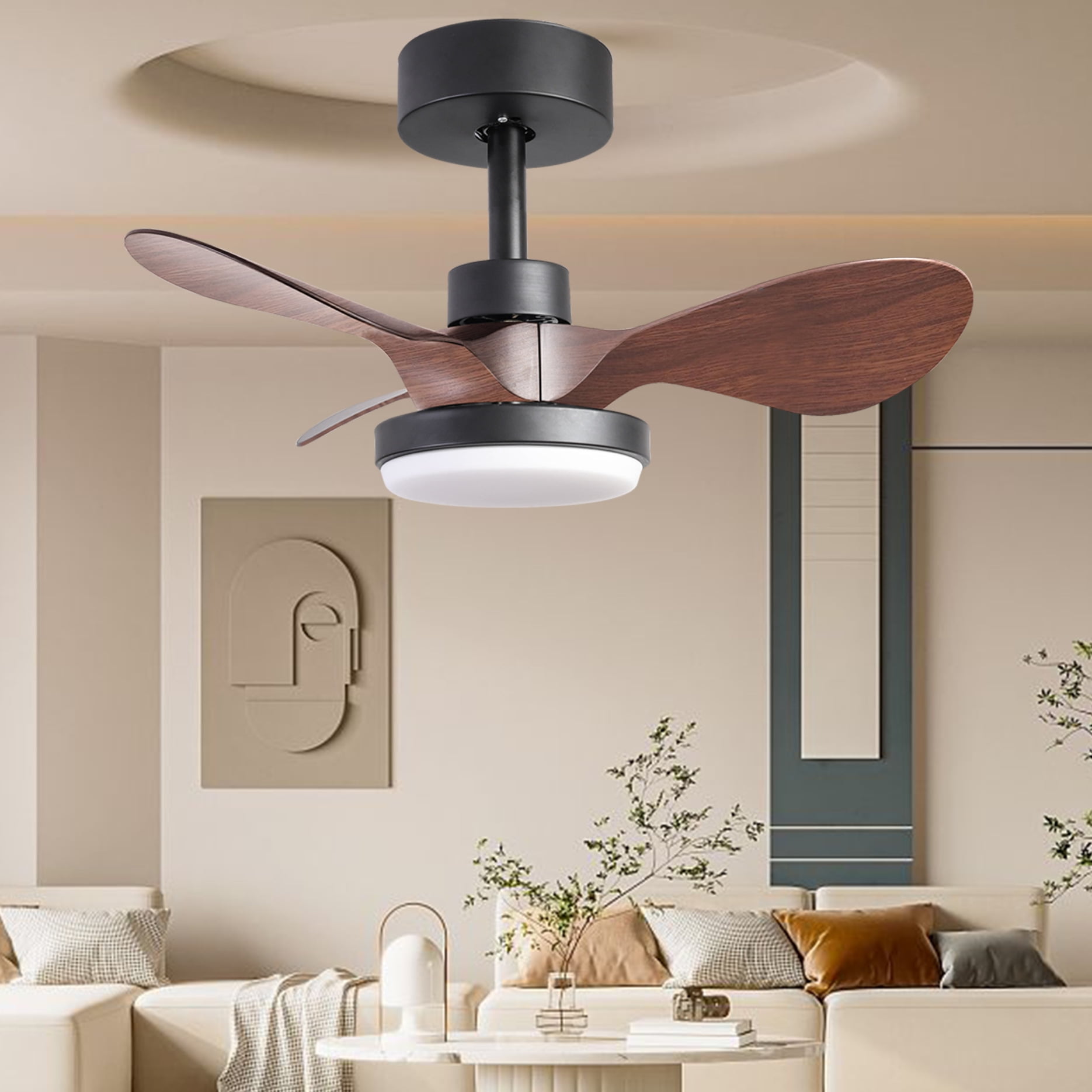 24 Inch Ceiling Fan with Lights and Remote Control, Compact 3-Blade Low ...