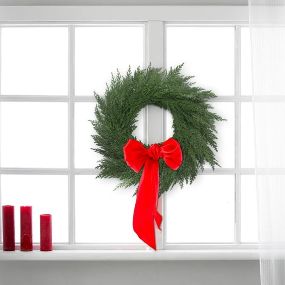 24 Inch Christmas Faux Cedar Wreath Christmas Wreaths for Front Door ...