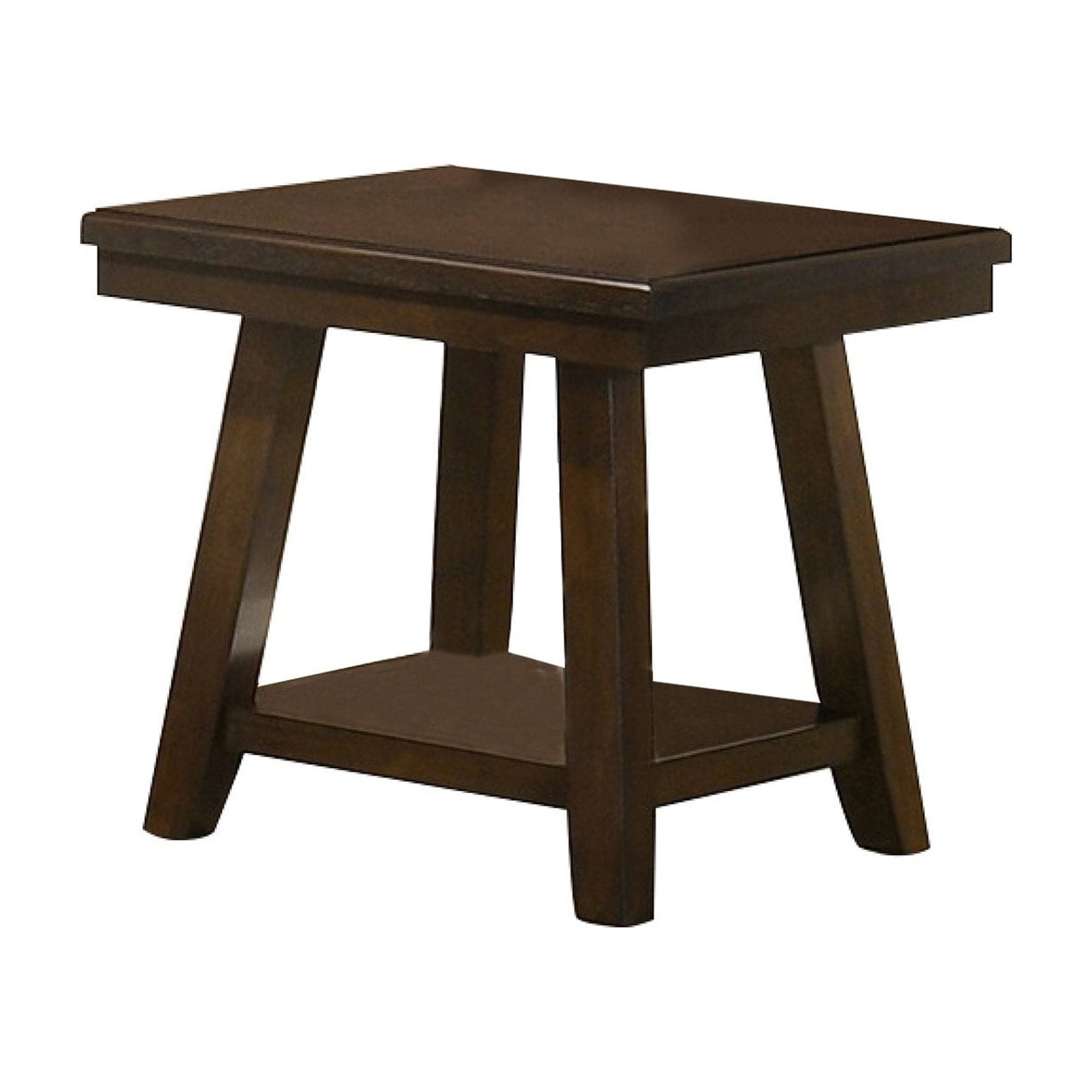 24 Inch Classic Square End Table, Flared Legs, Single Shelf, Brown Wood ...
