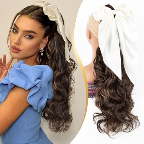 24 Inch Claw Clip Ponytail Extension, Long Curly Wavy Pony tails Hair ...