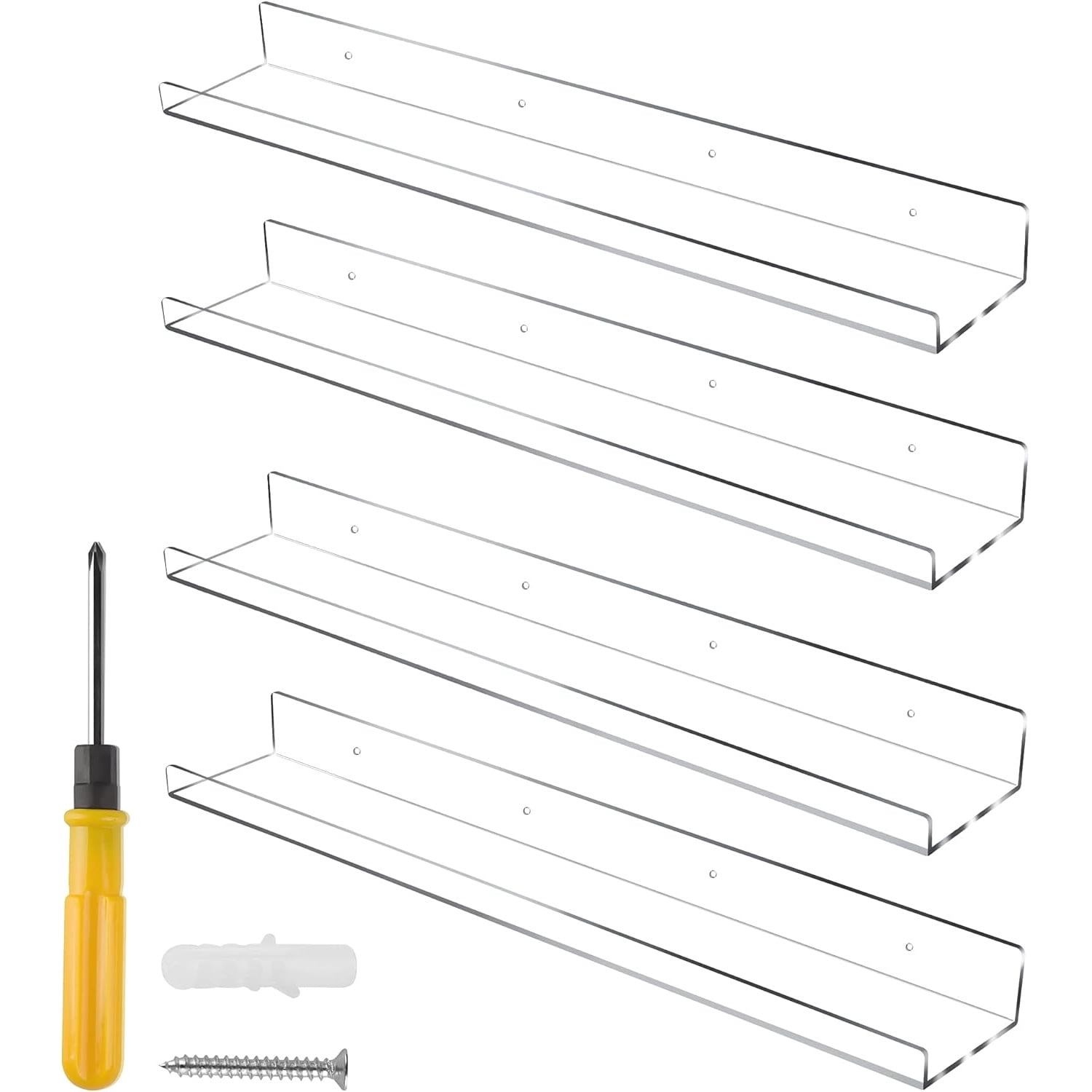 24 Inch Clear Floating Shelves 4 Pack Acrylic Shelves Invisible ...