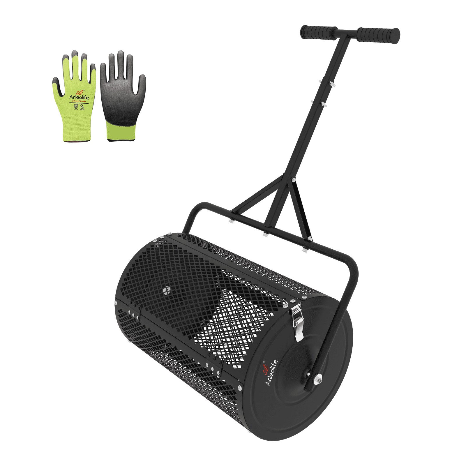 24 Inch Compost Spreader, Lawn and Garden Peat Moss Roller with Side ...
